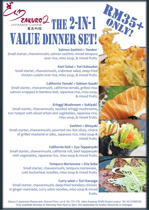ZAKURO 2 - THE 2 IN 1 VALUE SET DINNER | Malaysian Foodie