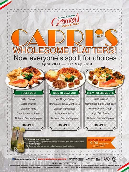 CAPRI;S WHOLESOME PLATTERS PROMOTION | Malaysian Foodie