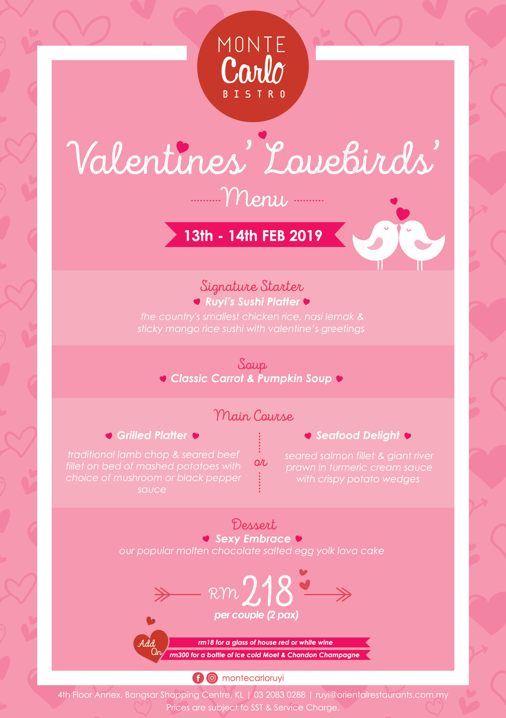 Valentine's Lovebirds' Menu @ Monte Carlo Bistro | Malaysian Foodie