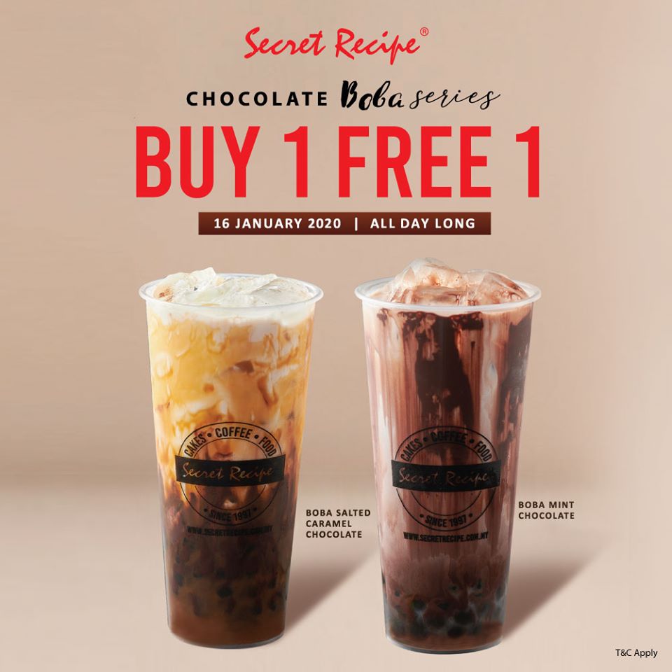 Buy 1 Free 1 Chocolate Boba Series @ Secret Recipes | Malaysian Foodie